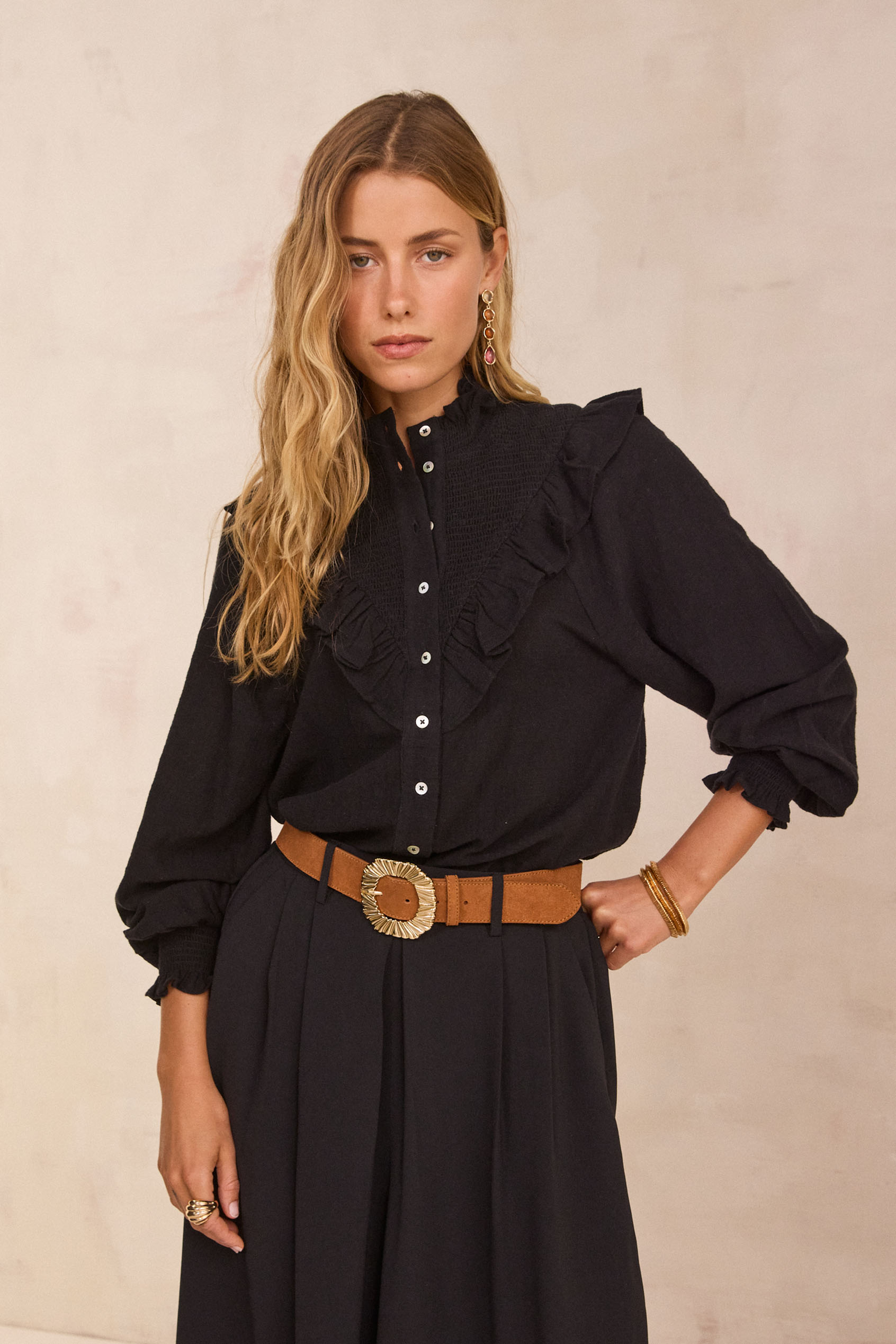 100% cotton DIVA blouse woman | BLACK | Maison 123