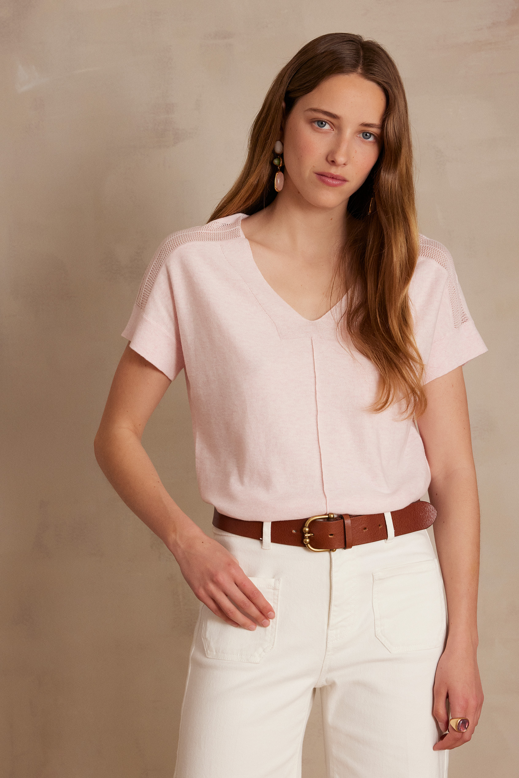 SCOTTY Short-Sleeved Jumper woman | PALE PINK | Maison 123