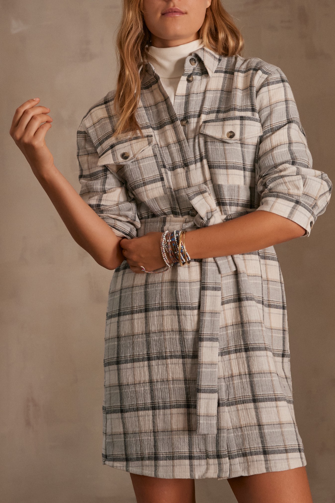 MAUD shirt-dress woman | PALE GREY | Maison 123